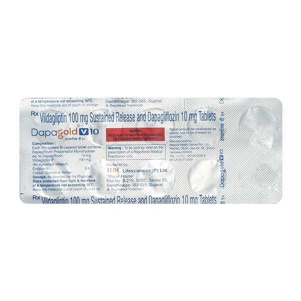 DAPAGOLD V 10 Tablet 10's Price, Uses, Side effects, Substitutes | Netmeds