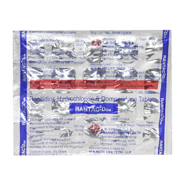 Buy RANTAC DOM Tablet 20's Online at Upto 25% OFF | Netmeds