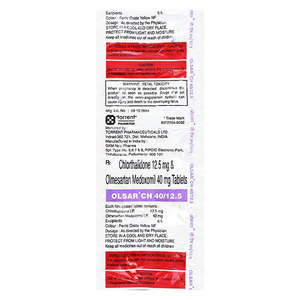 Olsar CH 40/12.5mg Tablet 10'S : Price, Uses, Side Effects | Netmeds