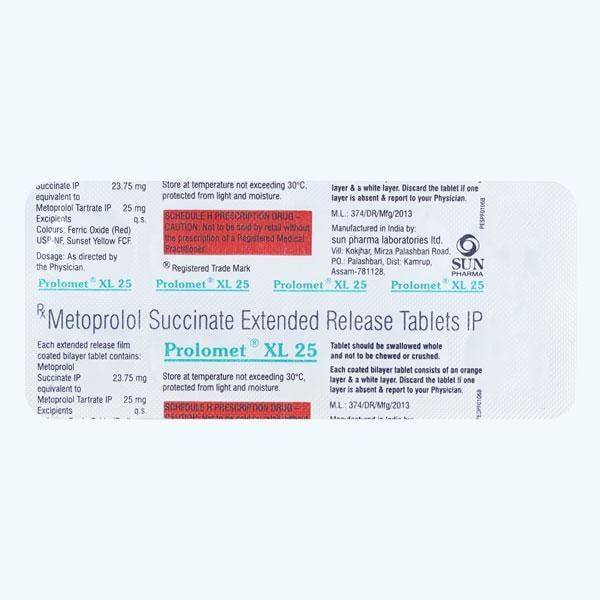 Prolomet XL 25mg Tablet 10'S : Price, Uses, Side Effects | Netmeds