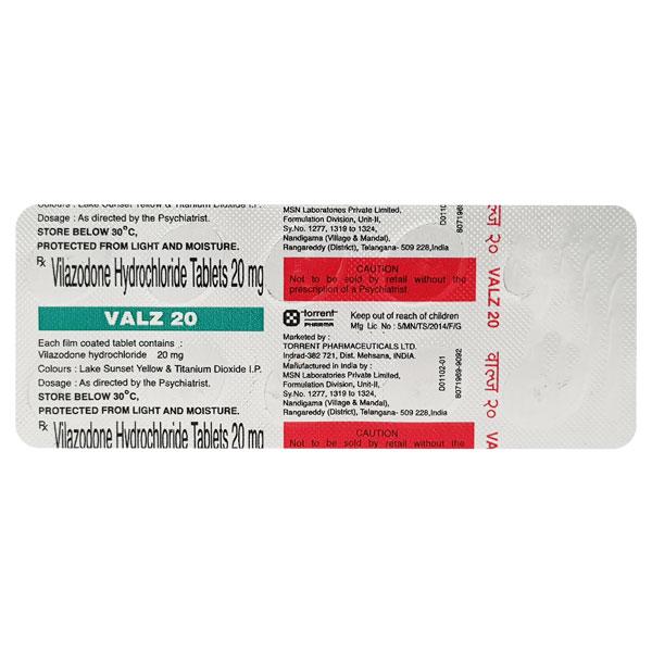 Valz 20mg Tablet 10'S : Price, Uses, Side Effects | Netmeds