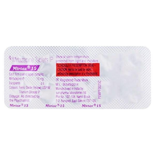 Mirtaz 15mg Tablet 10'S - Price, Uses, Side Effects, and Substitutes ...