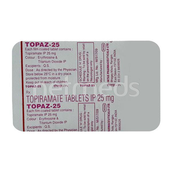 Buy Topaz 25mg Tablet 15'S Online at Upto 25% OFF | Netmeds