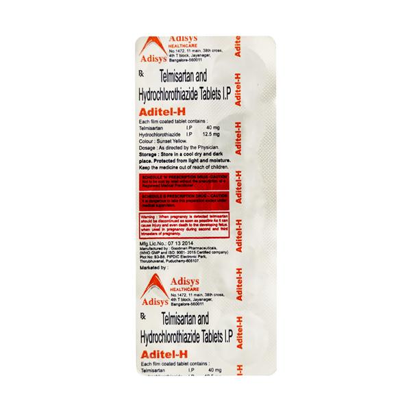 ADITEL H 40mg Tablet 10's : Price, Uses, Side Effects | Netmeds