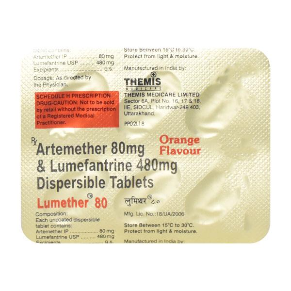 Buy LUMETHER 80 ORANGE FLAVOUR Dispersible Tablet 6's Online at Upto 25 ...