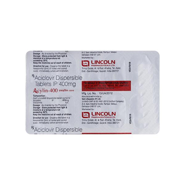 Buy Acylin 400mg Tablet 10'S Online at Upto 25% OFF | Netmeds