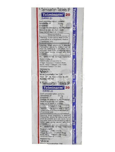 Telminorm 20mg Tablet 10'S : Price, Uses, Side Effects | Netmeds