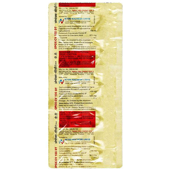 OPOX CV DT 100 Tablet 10's Price, Uses, Side effects, Substitutes | Netmeds