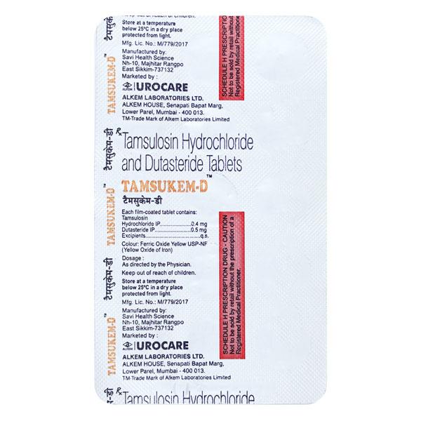Tamsukem D 0.4/0.5mg Tablet 15'S Price, Uses, Side effects, Substitutes ...