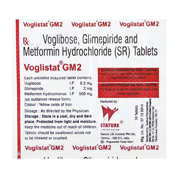 VOGLISTAT GM 2 Tablet 10's : Price, Uses, Side Effects | Netmeds