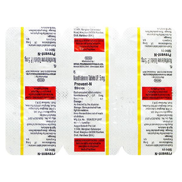 Buy Prevent N 5mg Tablet 10'S Online at Upto 25% OFF | Netmeds