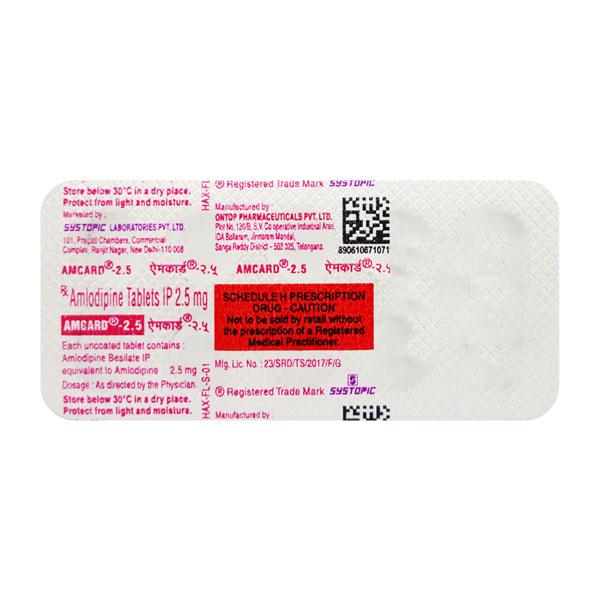 Buy Amcard 2.5mg Tablet 10'S Online at Upto 25% OFF | Netmeds