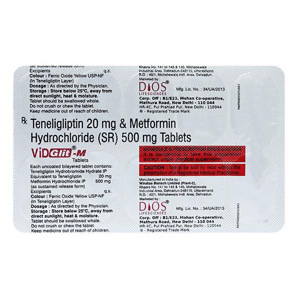 VIDGLIT M 500mg Tablet 10's : Price, Uses, Side Effects | Netmeds
