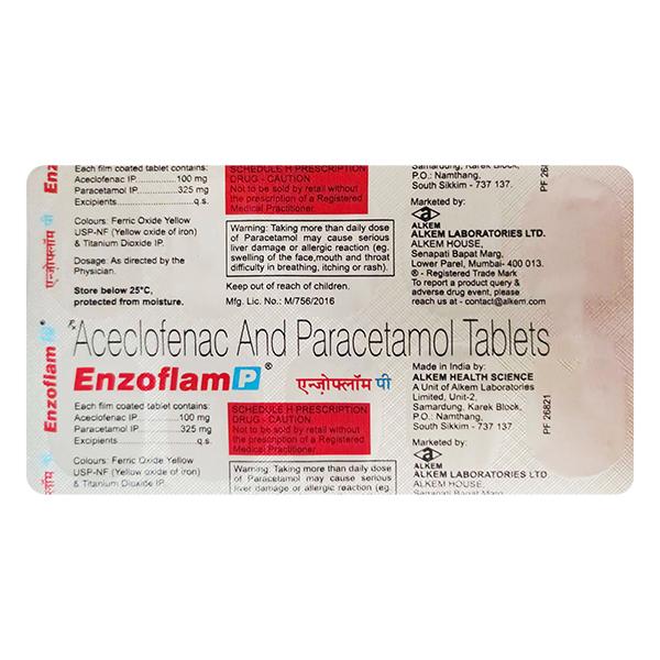 ENZOFLAM P Tablet 10's : Price, Uses, Side Effects | Netmeds