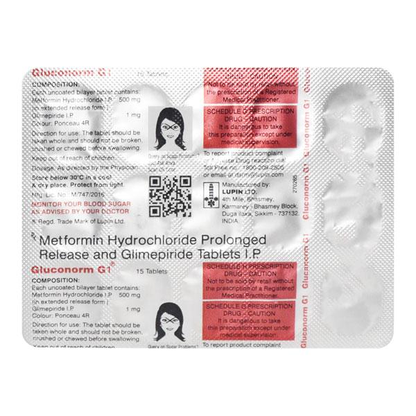 Gluconorm G 1mg Tablet 15'S - Price, Uses, Side Effects | Netmeds