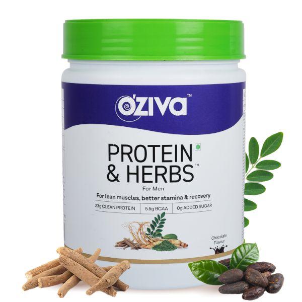 Buy Oziva Protein & Herbs Powder for Men - Chocolate 300 gm Online at ...