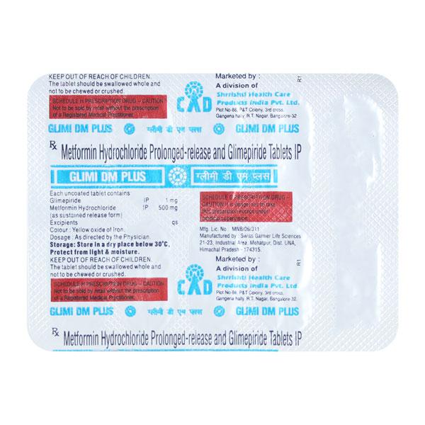 Glimi DM Plus Tablet 10'S : Price, Uses, Side Effects | Netmeds