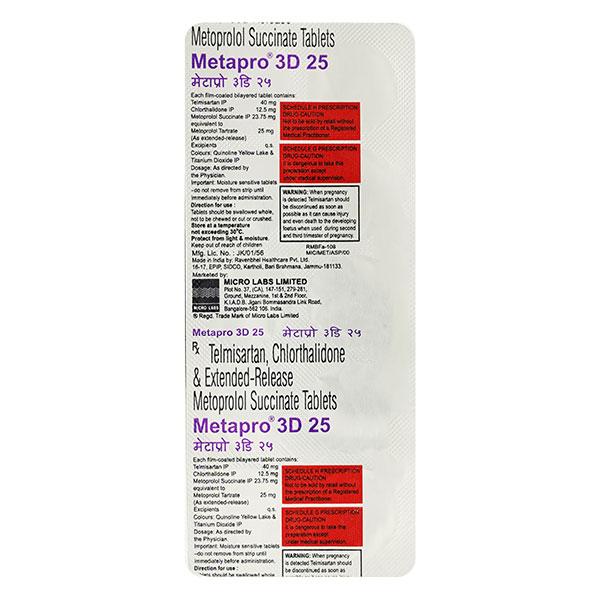 Buy METAPRO 3D 25 Tablet 10's Online at Upto 25% OFF | Netmeds