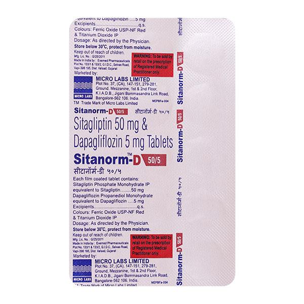 Buy SITANORM D 50/5 Tablet 15's Online at Upto 25% OFF | Netmeds