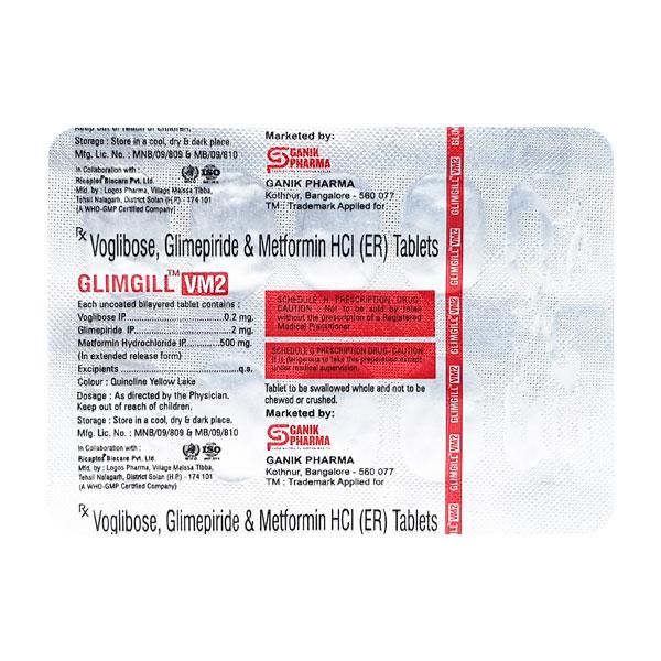 GLIMGILL VM 2 Tablet 10's Price, Uses, Side effects, Substitutes | Netmeds