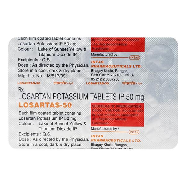 Losartas 50mg Tablet 15'S : Price, Uses, Side Effects | Netmeds