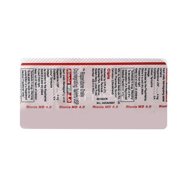 Risnia MD 4mg Tablet 10'S : Uses, Side Effects, Price | Netmeds