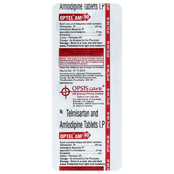 OPTEL AM 40mg Tablet 10's Price, Uses, Side effects, Substitutes | Netmeds