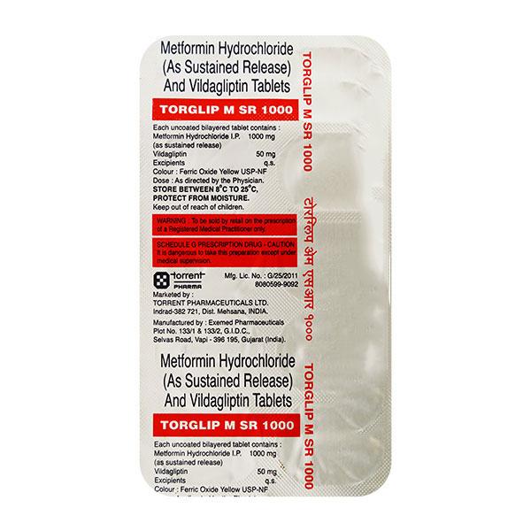 TORGLIP M SR 1000 Tablet 10's Price, Uses, Side effects, Substitutes ...