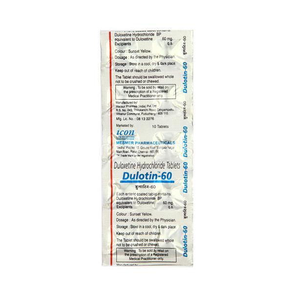 Dulotin 60mg Tablet 10'S : Price, Uses, Side Effects | Netmeds