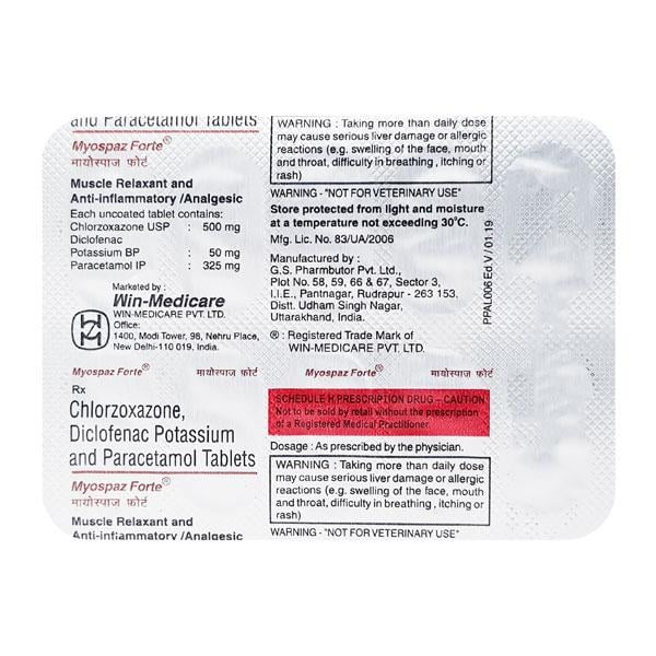 Myospaz Forte Tablet: View Price, Benefits, Side Effects | Netmeds