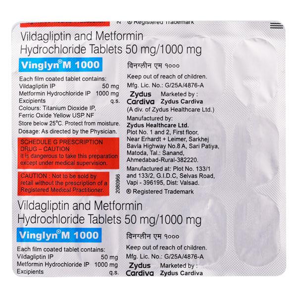 VINGLYN M 1000mg Tablet 15's Price, Uses, Side effects, Substitutes ...