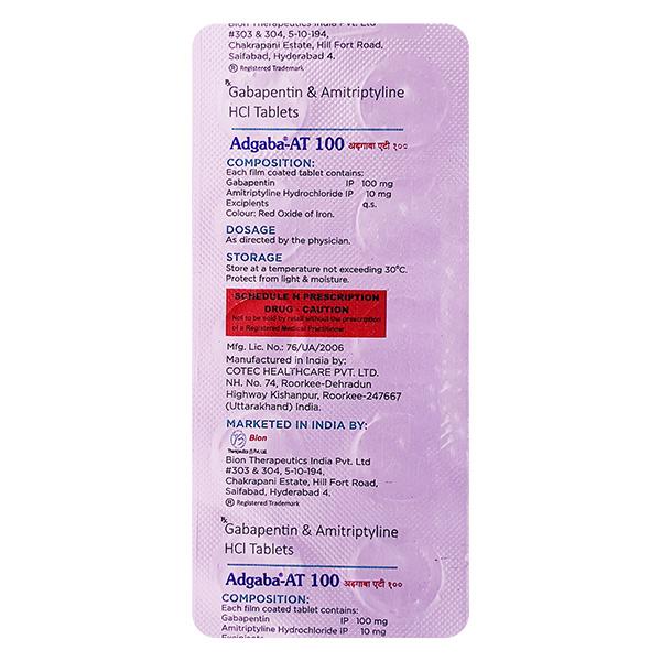 ADGABA AT 100 Tablet 10's Price, Uses, Side effects, Substitutes | Netmeds