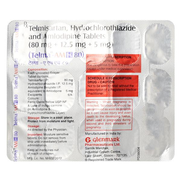 Telma Amh 80mg Tablet 15'S : Price, Uses, Side Effects | Netmeds