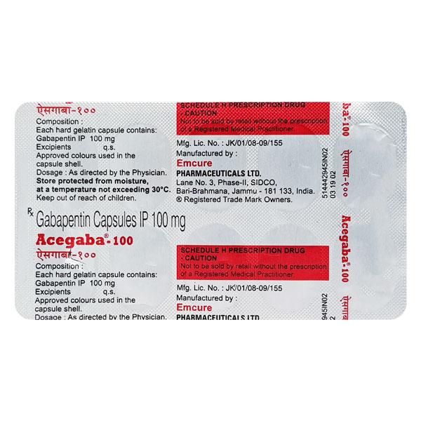 Acegaba 100mg Capsule 10'S : Uses, Side Effects, Price | Netmeds