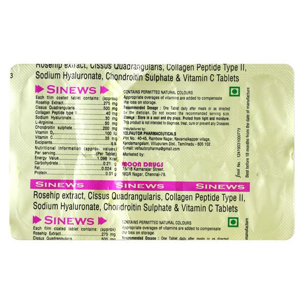 SINEWS Tablet 10's Price, Uses, Side effects, Substitutes | Netmeds
