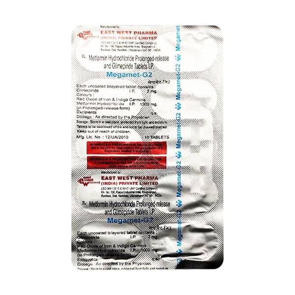 Megamet G 2mg Tablet 10'S Price, Uses, Side effects, Substitutes | Netmeds