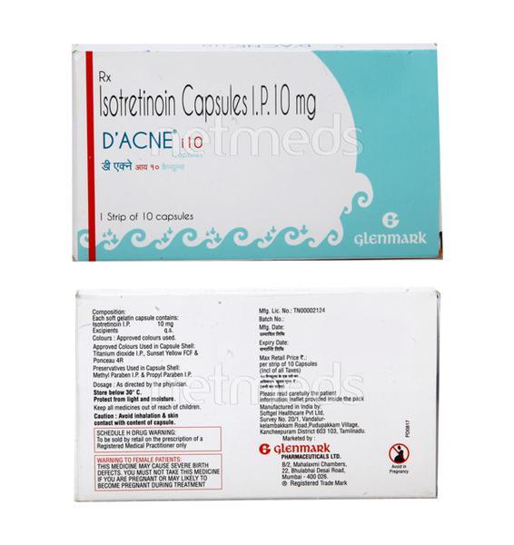 Buy D Acne I 10mg Capsule 10'S Online at Upto 25% OFF | Netmeds