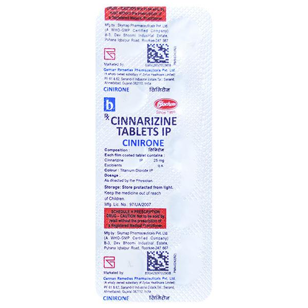 CINIRONE Tablet 10's Price, Uses, Side effects, Substitutes | Netmeds