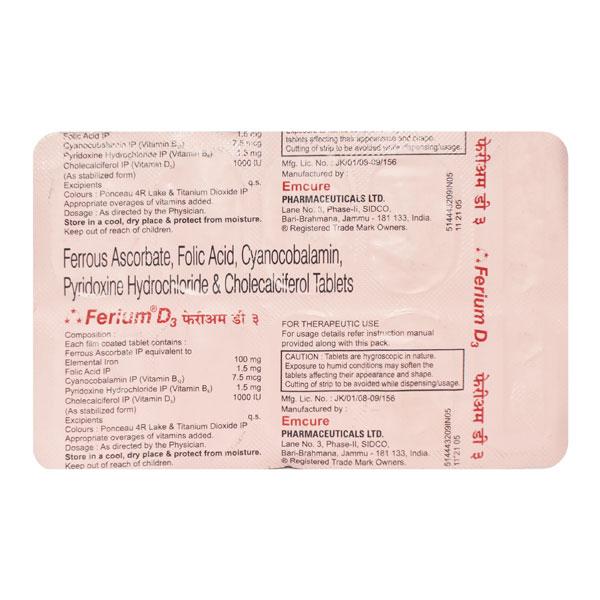 Buy Ferium D3 Tablet 10'S Online at Upto 25% OFF | Netmeds