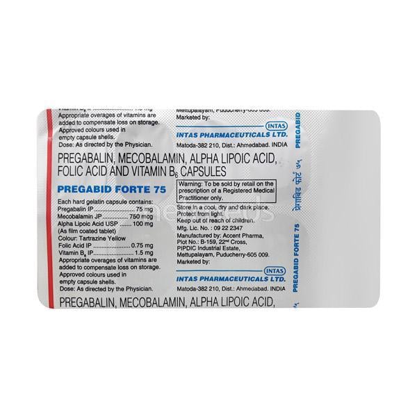 Buy Pregabid Forte 75mg Capsule 10'S Online at Upto 25% OFF | Netmeds