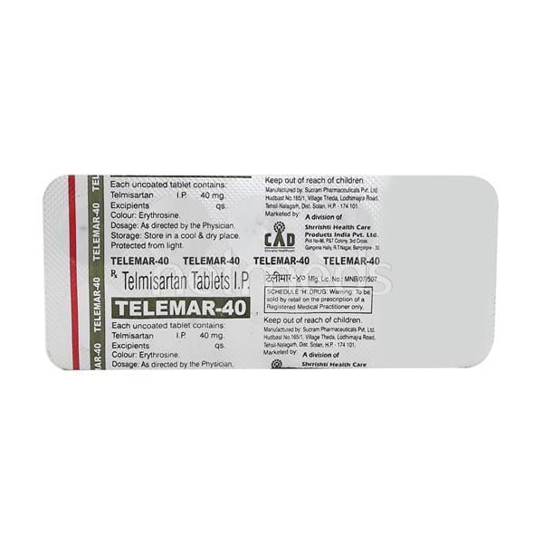 Telemar 40mg Tablet 10'S : Price, Uses, Side Effects | Netmeds