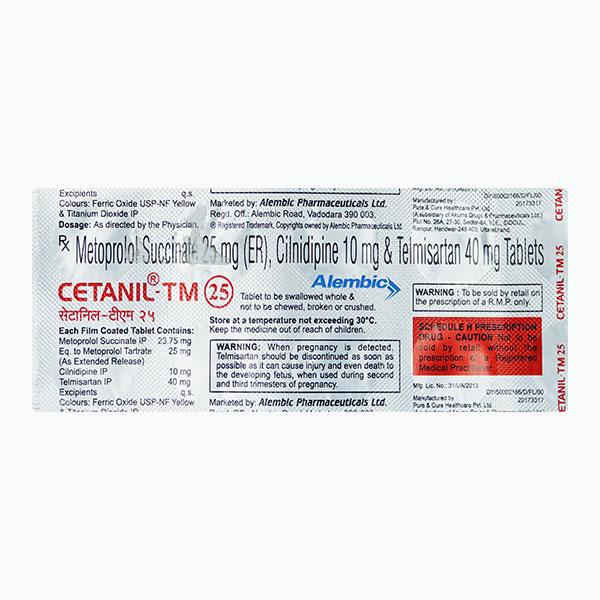 CETANIL TM 25 Tablet 10's : Price, Uses, Side Effects | Netmeds