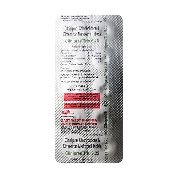 Buy Cilnipres Trio 6.25mg Tablet 10'S Online up to 25% Off | Netmeds