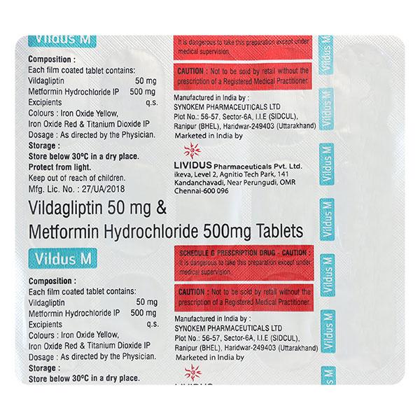 VILDUS M 500mg Tablet 15's : Price, Uses, Side Effects | Netmeds