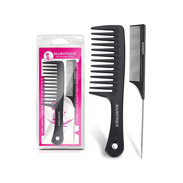 Buy Majestique Long Handle Comb With Tail Comb Set, Detangling Hair ...