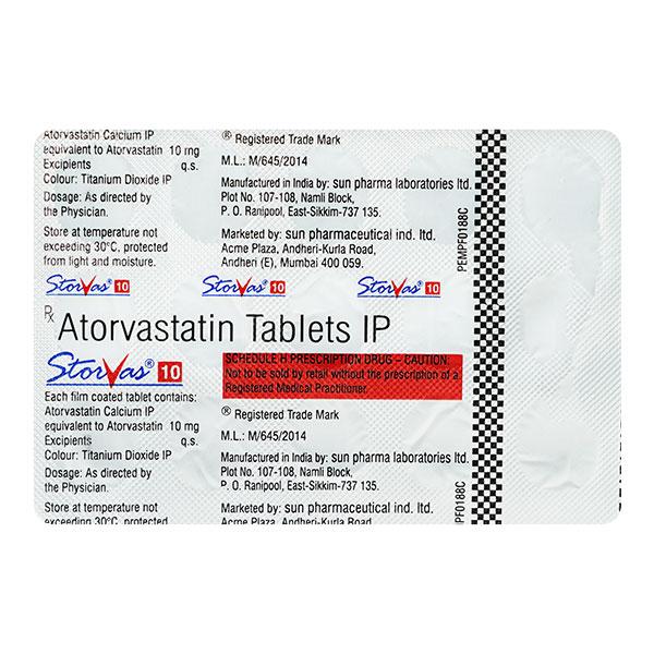 Storvas 10mg Tablet 15'S Price, Uses, Side effects, Substitutes | Netmeds