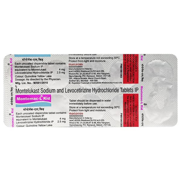 Buy Montemac L Kid Tablet 10'S Online at Upto 25% OFF | Netmeds
