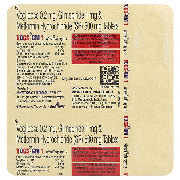 Vogs Gm 1Mg Tablet 15's : Price, Uses, Side Effects | Netmeds