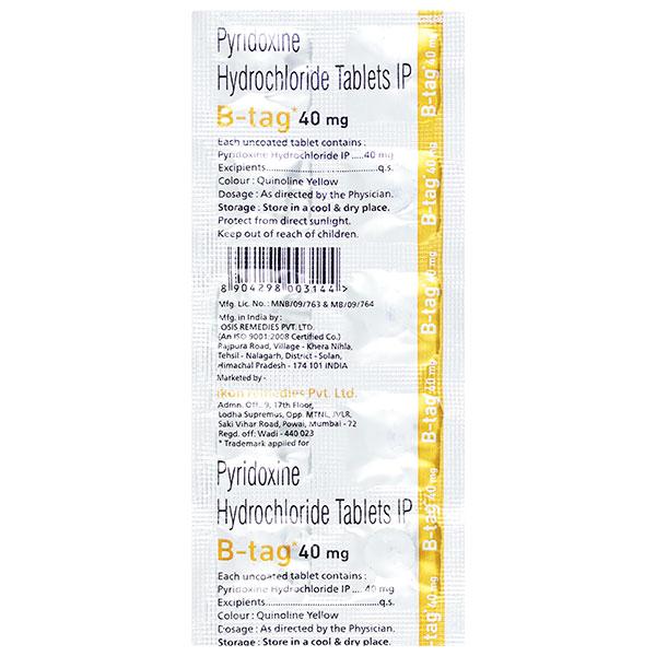 B TAG 40mg Tablet 10's Price, Uses, Side effects, Substitutes | Netmeds