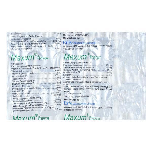 Buy Maxum Tablet 10'S Online at Upto 25% OFF | Netmeds
